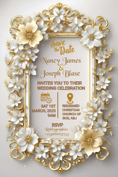 Grey Maximalist Wedding Invitation Card Poster Template | PosterMyWall