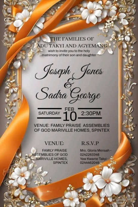 Grey Maximalist Wedding Invitation Poster Template | PosterMyWall