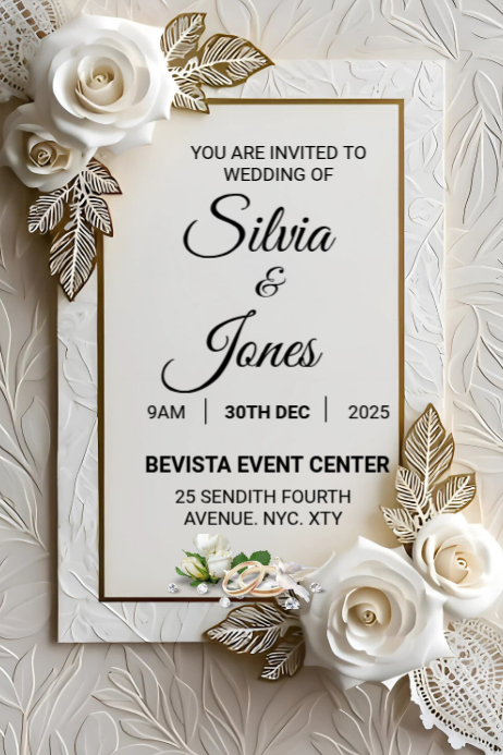 Grey Maximalist Wedding Invite Poster Template | PosterMyWall