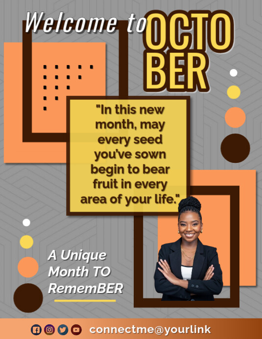 Copy of Grey Maximalist Welcome To October A Unique Month Flyer (us ...