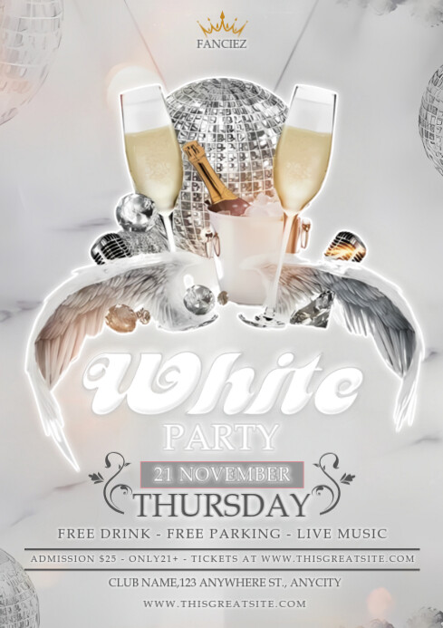 Grey Maximalist White Fancy Party A4 Template | PosterMyWall