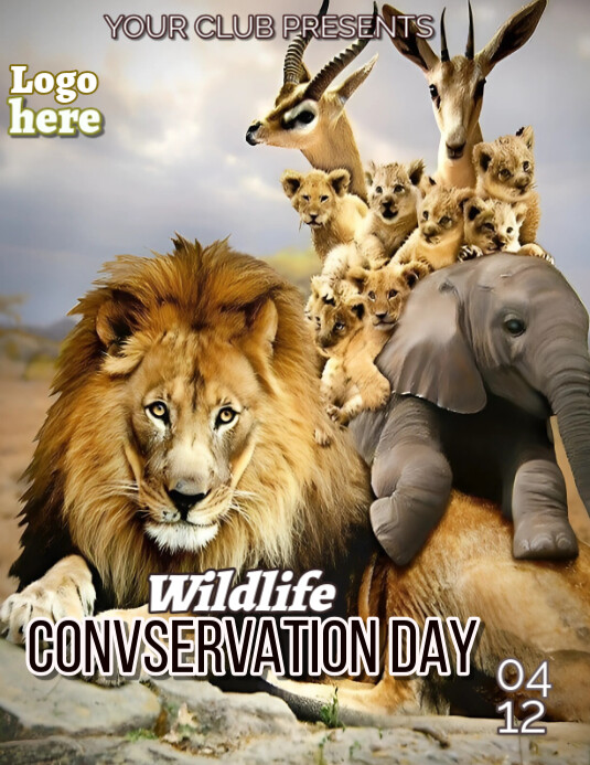Grey Maximalist Wildlife Conservation Day Flyer (us Letter) Template ...