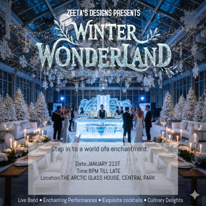 Grey Maximalist Winter Wonderland Instagram Post Template | PosterMyWall