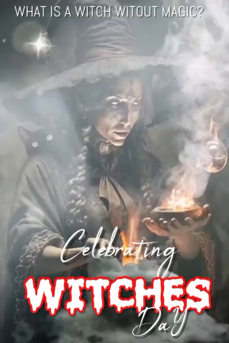 Plantilla de Grey Maximalist Witches And Wizard Day Pinterest Graphic ...