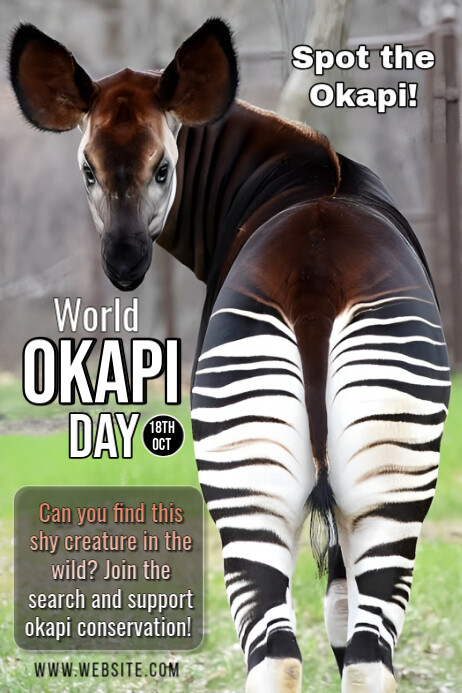 Plantilla de Grey Maximalist World Okapi Day Poster | PosterMyWall