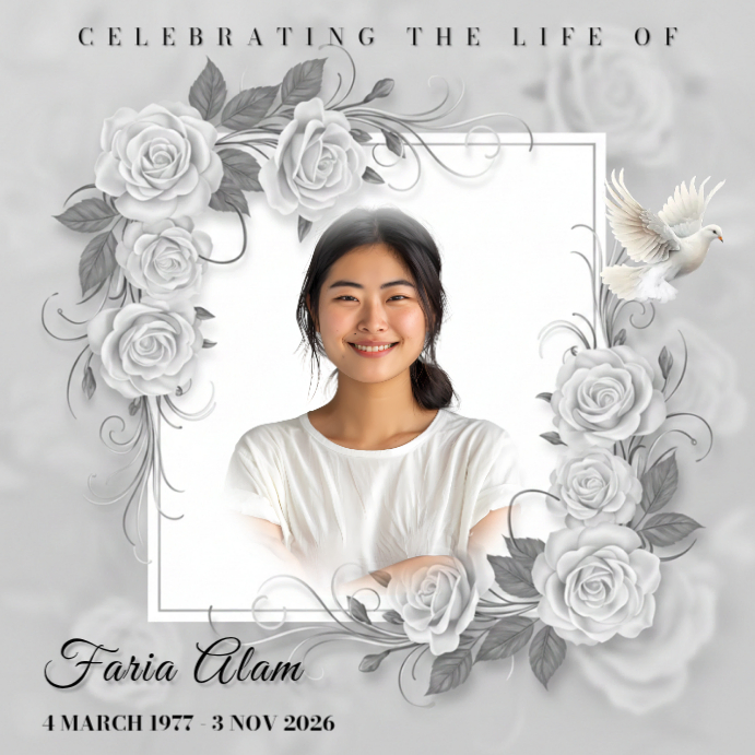 Grey Memorial Celebration Instagram Post Template | PosterMyWall