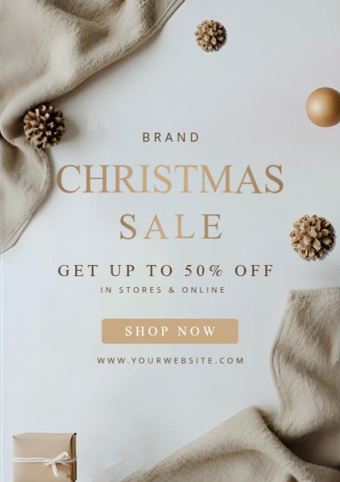 Grey Modern & Minimal Christmas Sale Offer Ad Flyer Design A4 Template ...