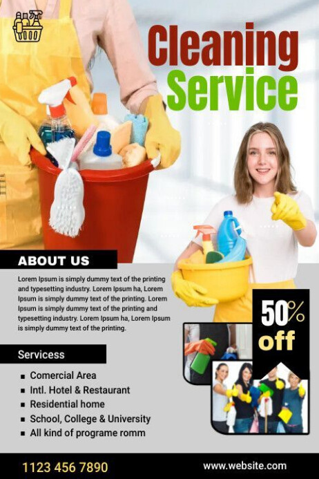Grey Modern & Minimal Cleaning Services Poster Template | PosterMyWall