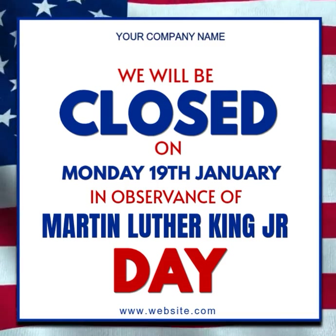 Grey Modern & Minimal Closed On Mlk Day Holiday Instagram Post Template ...