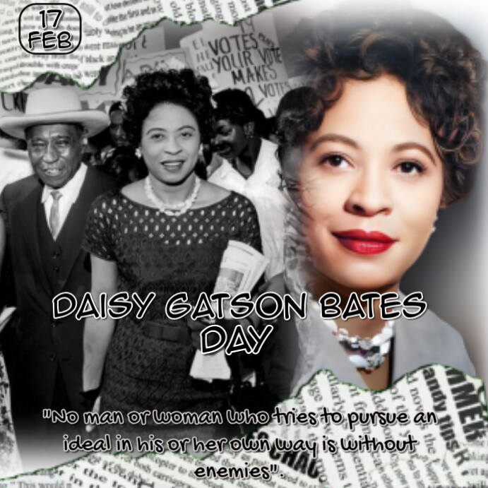Grey Modern & Minimal Daisy Gatson Bates Day Instagram Post Template ...