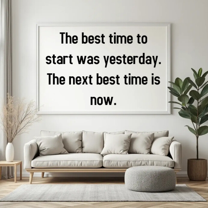 Grey Modern & Minimal Encouragement Quote Wall Art Design Square (1:1 ...