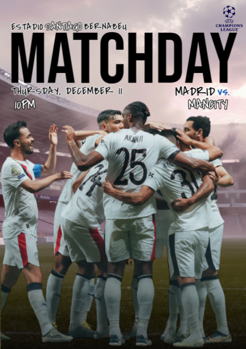 Grey Modern & Minimal Football Match Day Schedule A4 Template ...