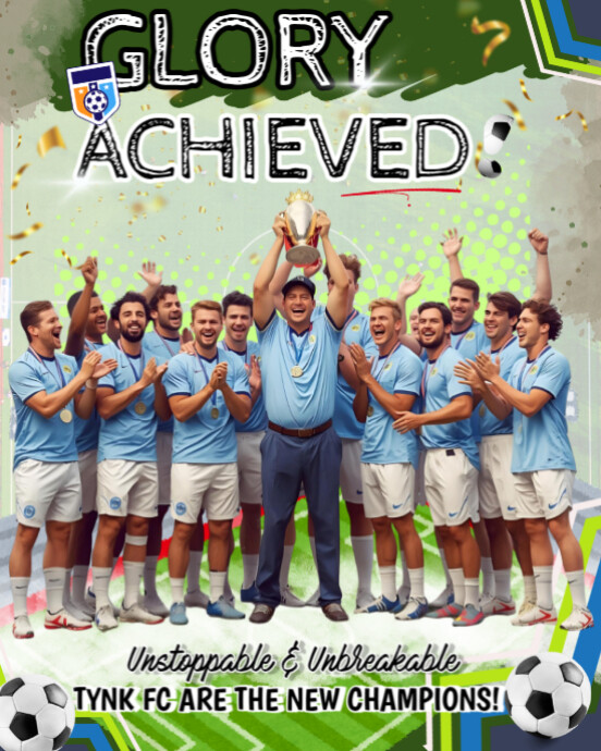 Grey Modern & Minimal Football Winner Super Cup Instagram Portrait ...