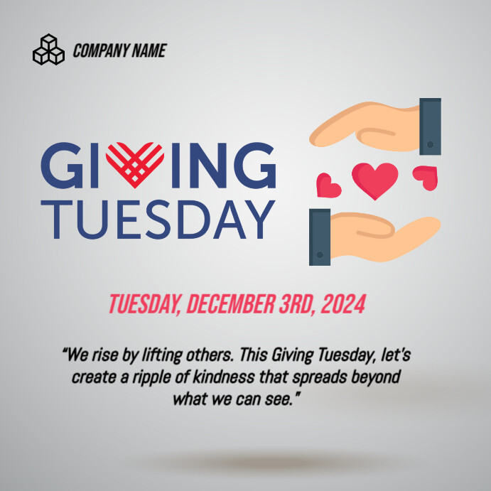 Grey Modern & Minimal Giving Tuesday Instagram Post Template | PosterMyWall