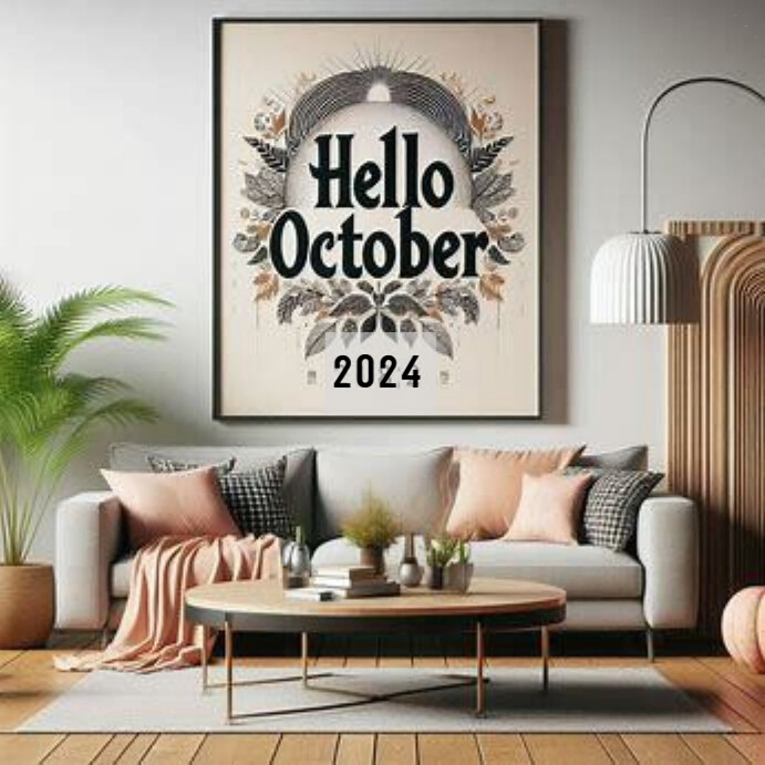 Copy of Grey Modern & Minimal Hello October Instagram | PosterMyWall