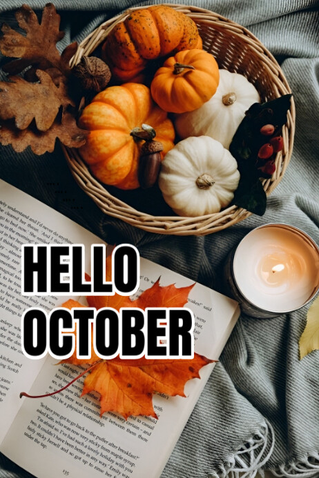 Copy of Grey Modern & Minimal Hello October Poster | PosterMyWall