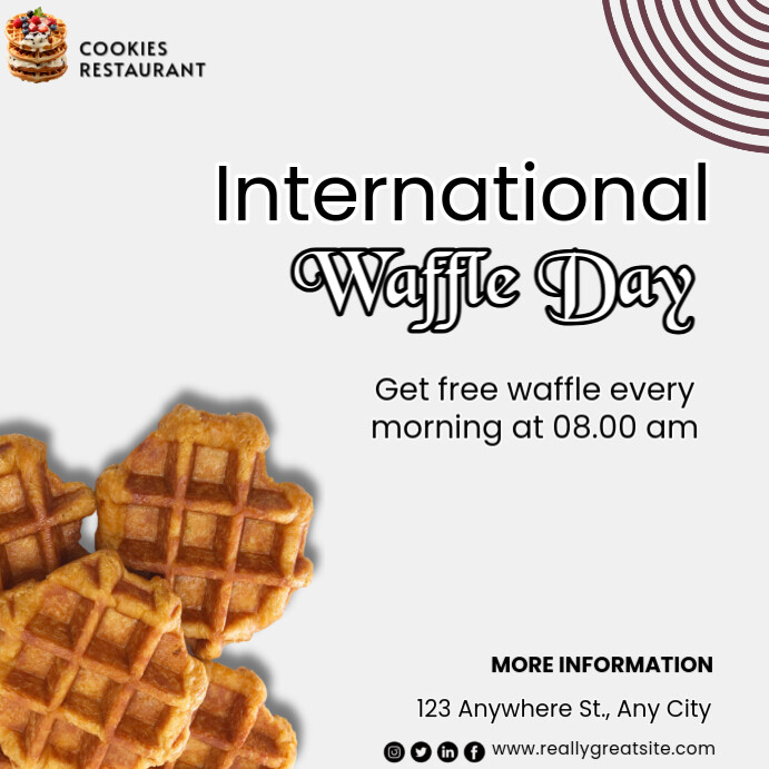 Grey Modern & Minimal International Waffle Day Instagram Post Template ...