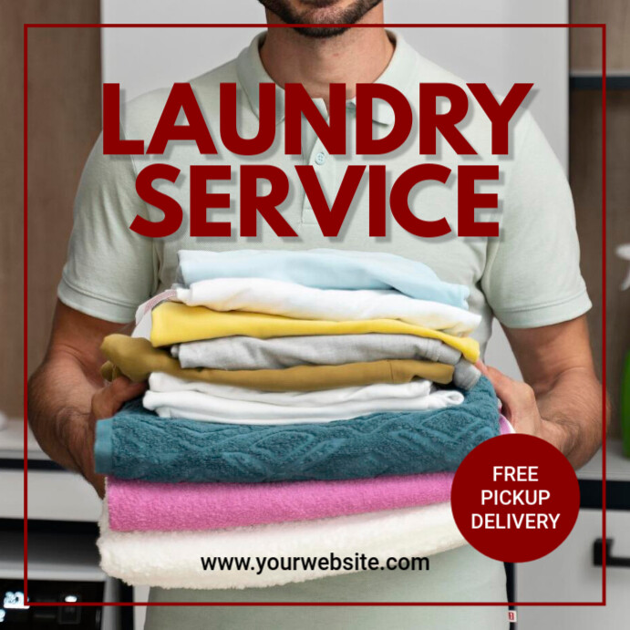 Grey Modern & Minimal Laundry Service Instagram Post Template ...