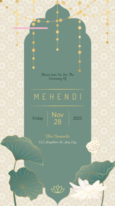 Grey Modern & Minimal Mehendi Invitation Flyer Design Instagram Story ...