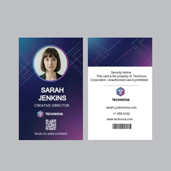 Grey Modern & Minimal Modern Tech Startup Id Card & Access Badge With ...