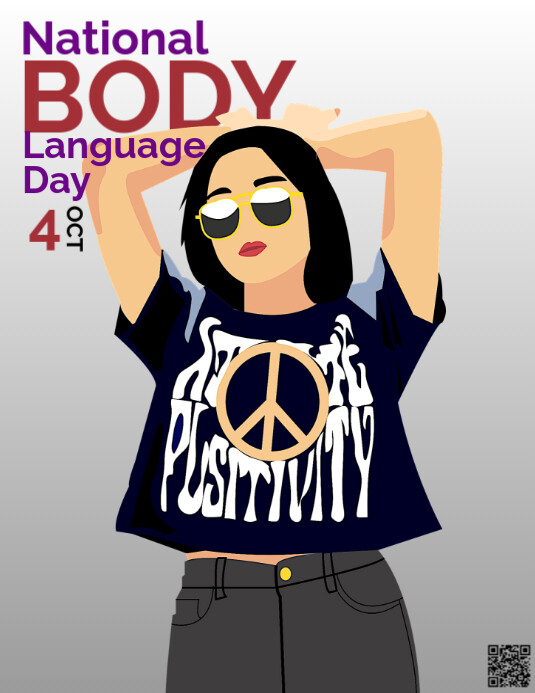 Grey Modern & Minimal National Body Language Day Flyer (us Letter ...