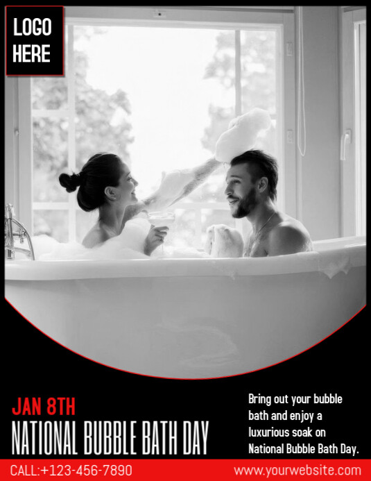 Copy of Grey Modern & Minimal National Bubble Bath Day Flyer (us Letter) | PosterMyWall