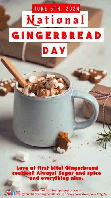 Grey Modern & Minimal National Gingerbread Da Template | PosterMyWall