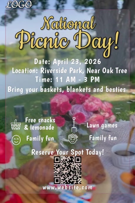 Grey Modern & Minimal National Picnic Day Flyer Template – Family ...