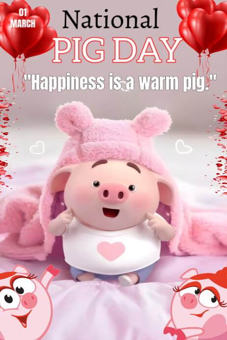 Copy of Grey Modern & Minimal National Pig Day Poster | PosterMyWall