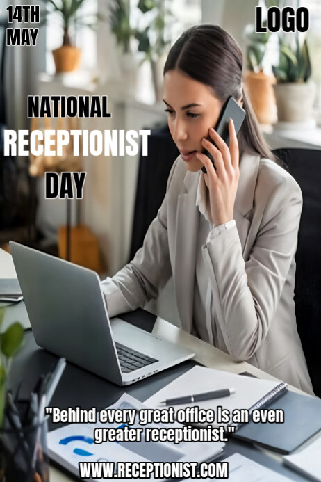 Copy of Grey Modern & Minimal National Receptionist Day Poster ...