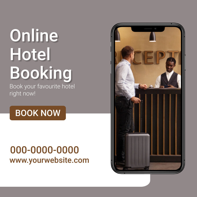 Grey Modern & Minimal Online Hotel Booking In Template | PosterMyWall