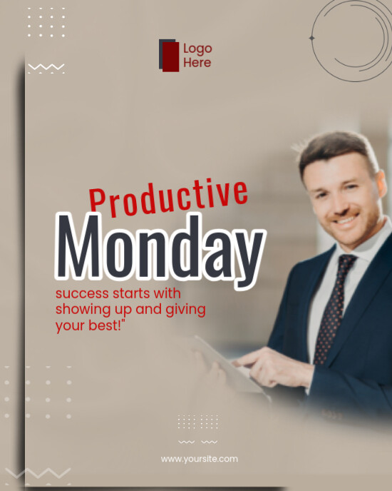 Grey Modern & Minimal Productive Monday Instagram Portrait Template ...