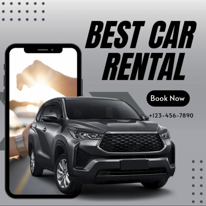 Grey Modern & Minimal Rent Car Pos Instagram Template | PosterMyWall