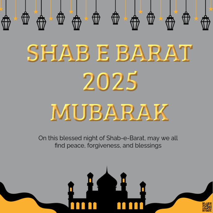 Grey Modern & Minimal Shab E Barat Instagram Post Template | PosterMyWall