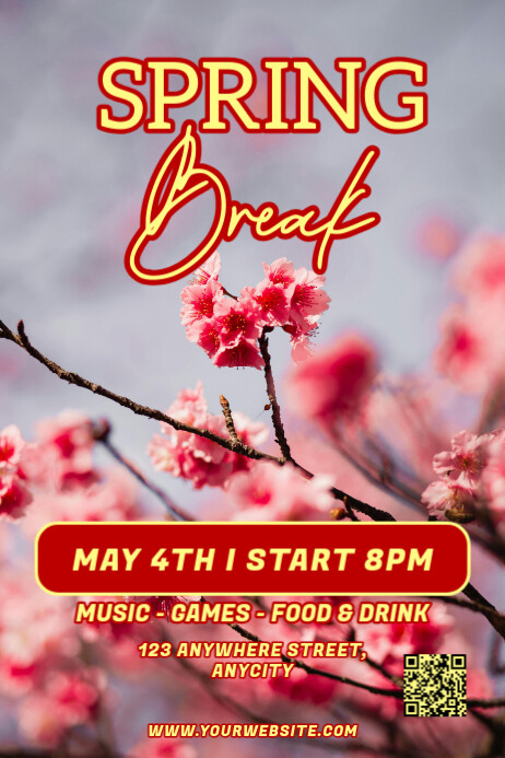 Grey Modern & Minimal Spring Break Poster Template | PosterMyWall