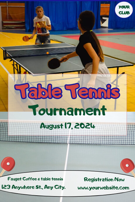 Grey Modern & Minimal Table Tennis Tournament Template | PosterMyWall