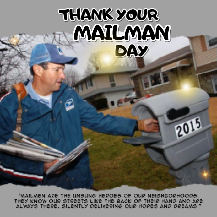 Grey Modern & Minimal Thank Your Mailman Day" Instagram Post Template ...