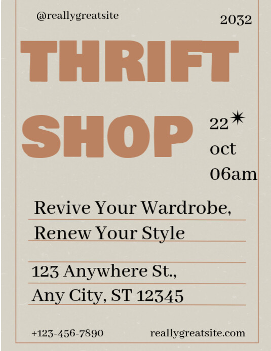 Grey Modern & Minimal Thrift Shop Flyer (us Letter) Template | PosterMyWall
