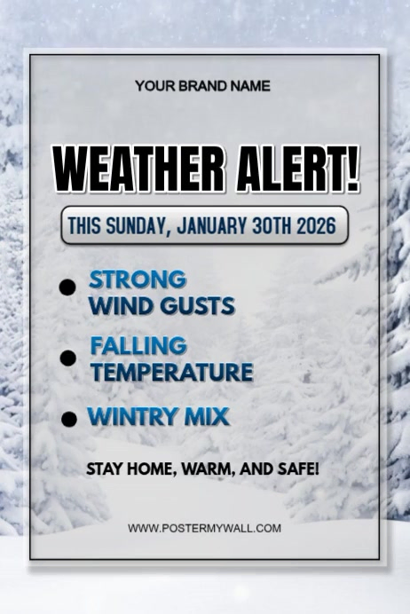 Copy of Grey Modern & Minimal Weather Alert - Snow Day Alert Poster ...