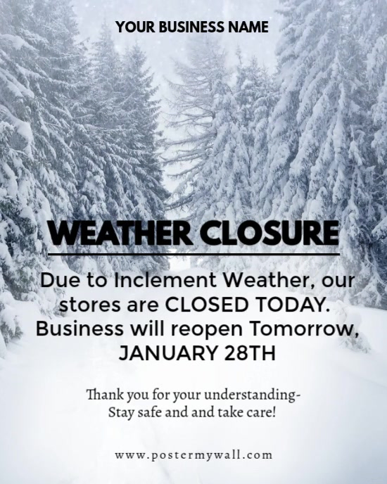 Copy of Grey Modern & Minimal Weather Update Notice - Snow Day Alert ...