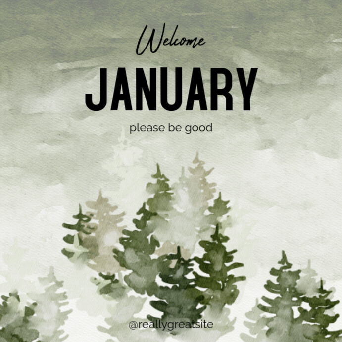 Grey Modern & Minimal Welcome January Pos Instagram Template | PosterMyWall