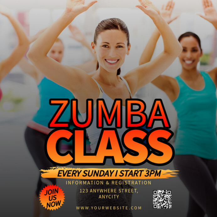 Grey Modern & Minimal Zumba Classes Pos Instagram Template | PosterMyWall