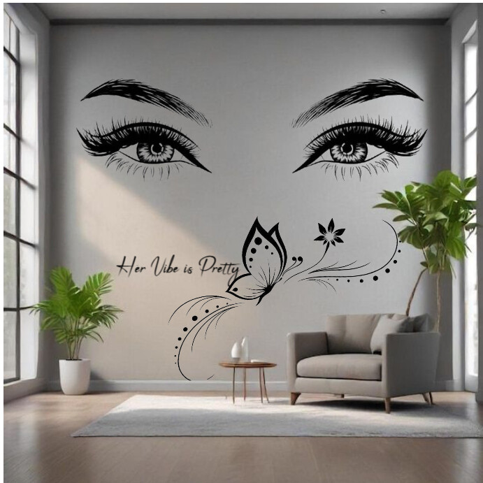 Plantilla de Grey Modern & Minimal Beautiful Eye Wall Stickers Art ...
