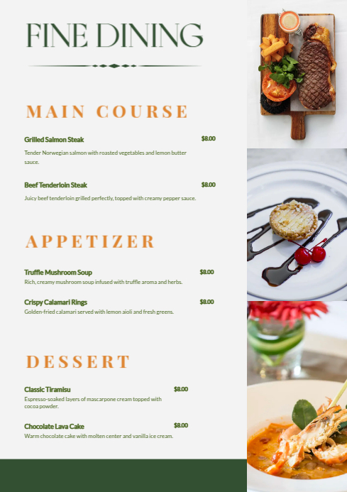 Grey Modern Minimalist Restaurant Menu Template | PosterMyWall
