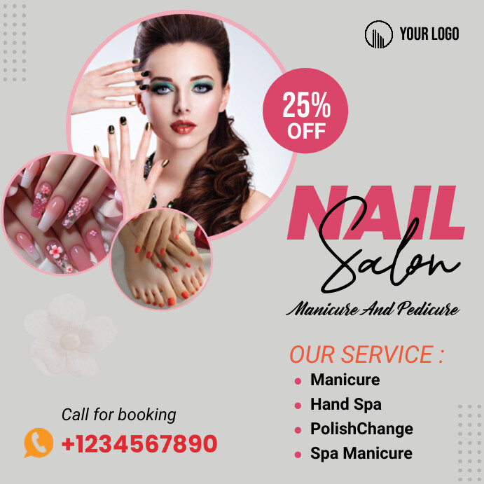 Grey Nail Salon Ad Template Instagram Post I | PosterMyWall