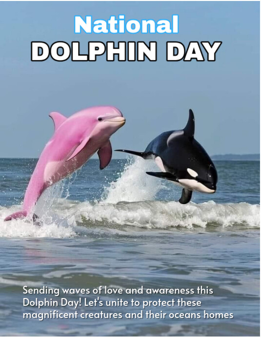 Grey National Dolphin Day Awareness Flyer (us Letter) Template ...