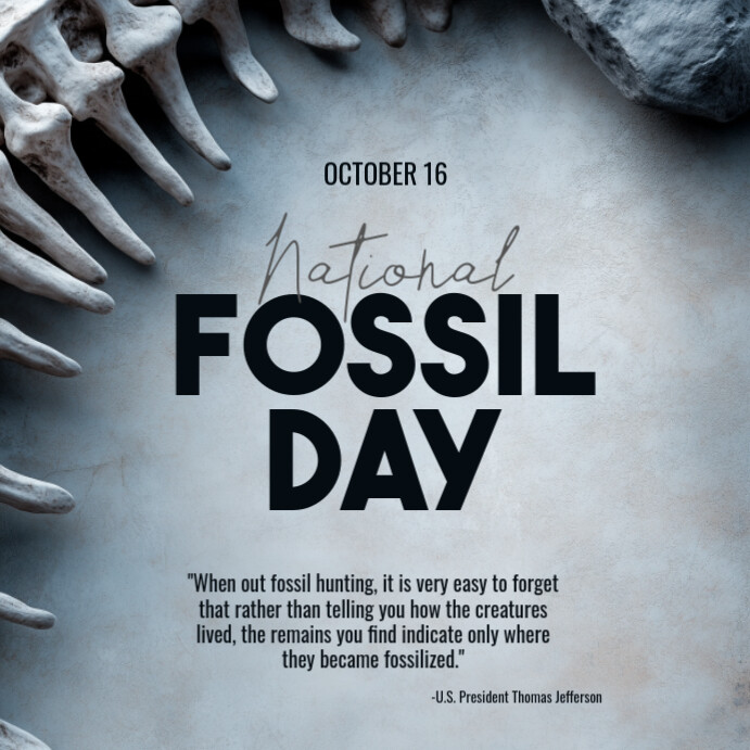 Grey National Fossil Day Instagram Post Template | PosterMyWall