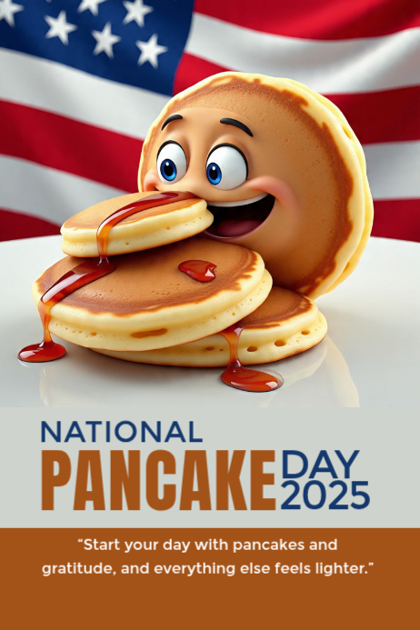 Grey National Pancake Day Poster Template | PosterMyWall
