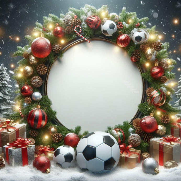 Grey Neon Festive Football Holiday Frame Instagram Post Template ...