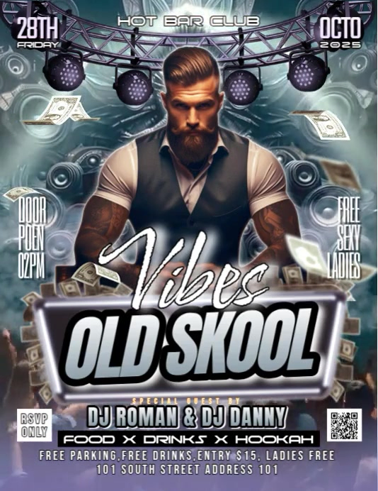 Copy of Grey Neon Old Skool Vibes Party Flyer Flyer (us Letter ...